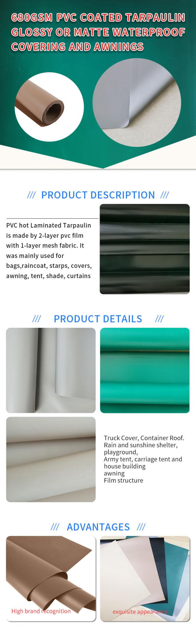 Antimicrobial Heavy Duty PVC Coated Tarpaulin Fabric 680GSM